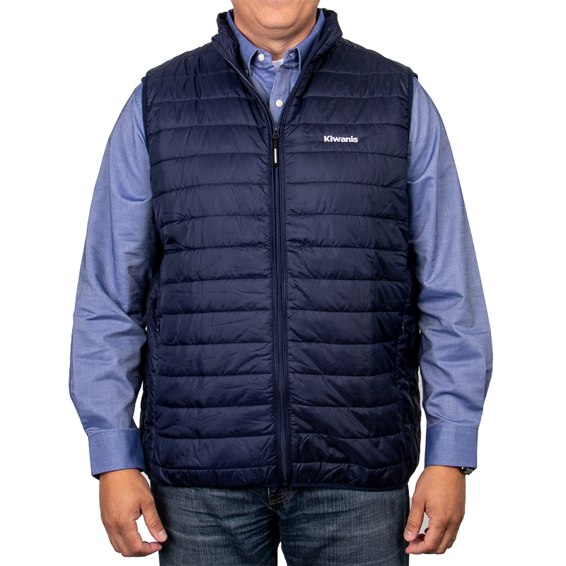 Men's Navy Prevail Packable Puffer Vest | Kiwanis Family Products